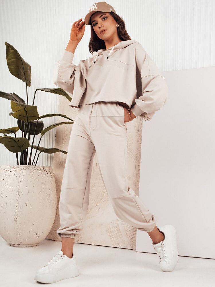 Komplet damski dresowy BISTAN jasnobeżowy Dstreet AY1018 - sklep online ...